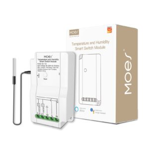 moes wifi smart temperature switch module sensor with waterproof probe, dual relay output controller, smart life tuya app remote control, programmable thermostats kit works with alexa google assistant