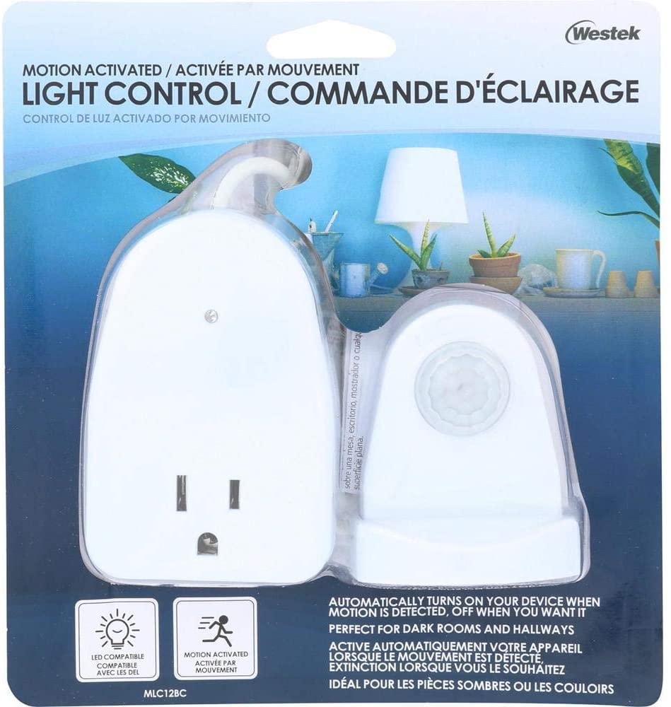 Westek MLC12BC-4 Indoor Plug-in Corded Motion Activated Light Control, 1 Count (Pack of 1), White