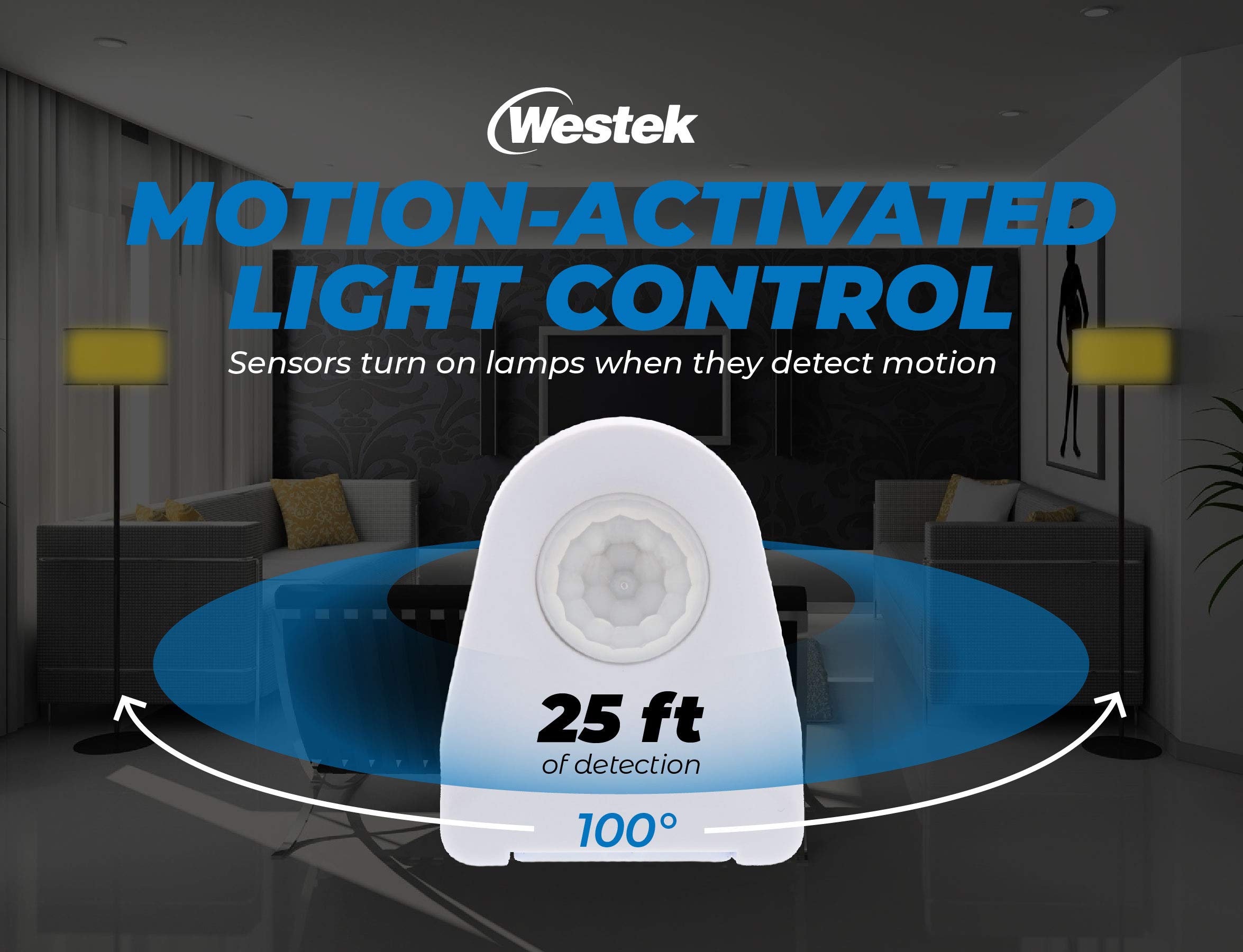 Westek MLC12BC-4 Indoor Plug-in Corded Motion Activated Light Control, 1 Count (Pack of 1), White