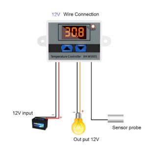 Digital LED Temperature Controller Module, XH-W3001 Thermostat Switch with Waterproof Probe, Programmable Heating Cooling Thermostat (12V 10A 120W)