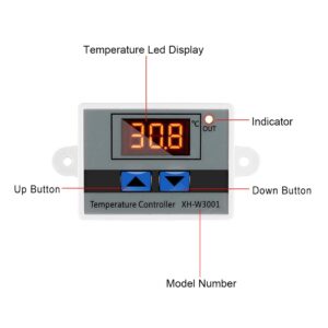 Digital LED Temperature Controller Module, XH-W3001 Thermostat Switch with Waterproof Probe, Programmable Heating Cooling Thermostat (12V 10A 120W)