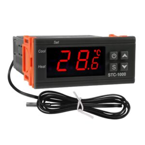 dorhea stc-1000 digital temperature controller ac 10a 110v-220v digital led temperature controller heating cooling centigrade thermostat 2 relays output with ntc sensor probe(110v/220v)