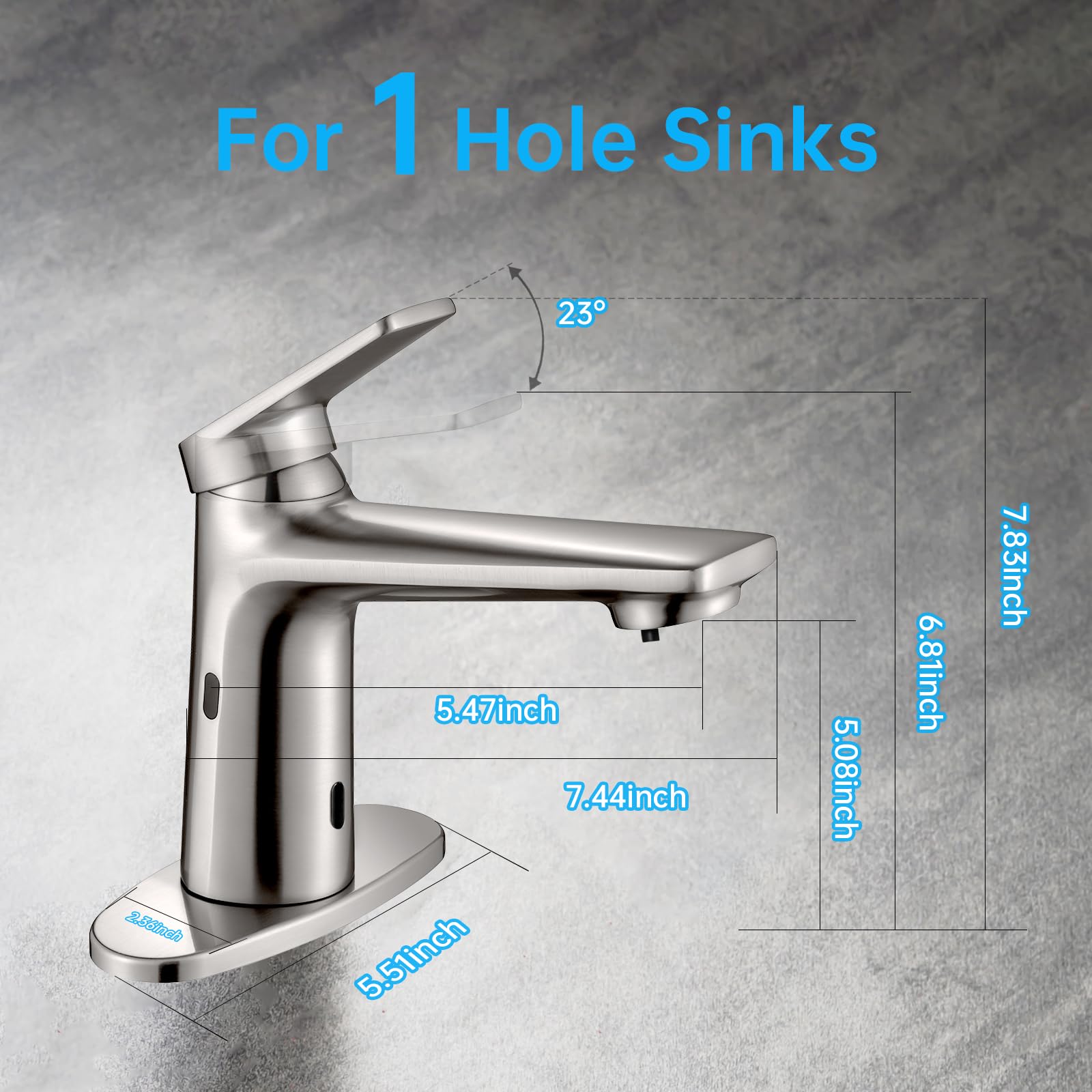 GOESMO Bathroom Faucet with Built-in Soap Dispenser, Single-Handle Adjustable Hot & Cold Water Temperature, Short & Long Sensor Modes, Touchless Automatic Basin Sensor Faucet Sink 1 or 3 Hole 29101/BN