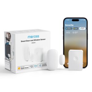 meross smart wifi door & window sensor kit, support apple homekit, alexa, google, smartthings for burglar alert, 328ft range, home automation, security & kid safety, 2.4ghz wifi, meross hub included