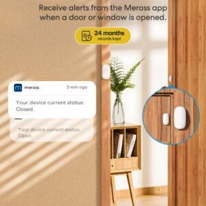 meross Smart WiFi Door & Window Sensor Kit, Support Apple HomeKit, Alexa, Google, SmartThings for Burglar Alert, 328ft Range, Home Automation, Security & Kid Safety, 2.4GHz WiFi, Meross Hub Included