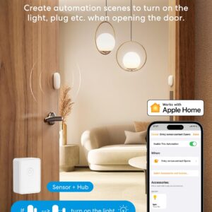 meross Smart WiFi Door & Window Sensor Kit, Support Apple HomeKit, Alexa, Google, SmartThings for Burglar Alert, 328ft Range, Home Automation, Security & Kid Safety, 2.4GHz WiFi, Meross Hub Included