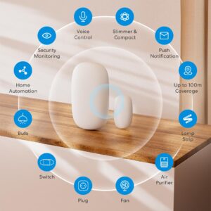 meross Smart WiFi Door & Window Sensor Kit, Support Apple HomeKit, Alexa, Google, SmartThings for Burglar Alert, 328ft Range, Home Automation, Security & Kid Safety, 2.4GHz WiFi, Meross Hub Included