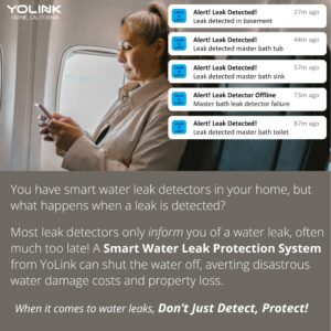 YoLink Water Leak Detection Starter Kit, w/SpeakerHub Audio/Talking Hub & Water Leak Sensors, LoRa Up to 1/4 Mile Open-Air Range, SMS/Text, Email & Push Notifications, w/Alexa, IFTTT, Home Assistant