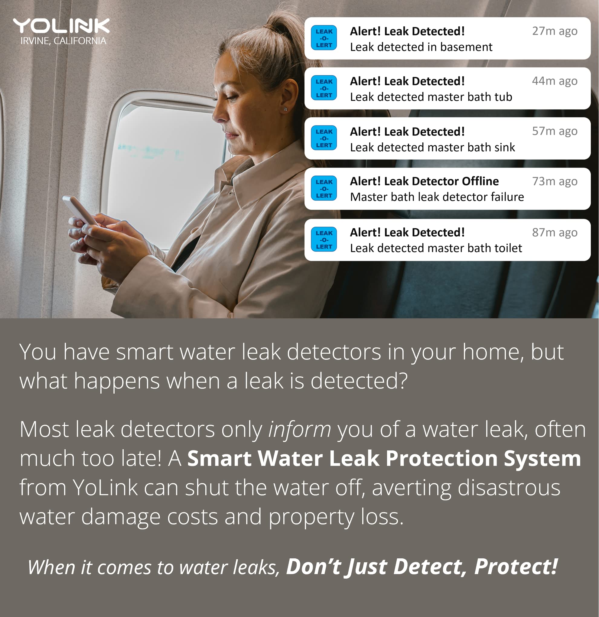 YoLink Water Leak Detection Starter Kit, w/SpeakerHub Audio/Talking Hub & Water Leak Sensors, LoRa Up to 1/4 Mile Open-Air Range, SMS/Text, Email & Push Notifications, w/Alexa, IFTTT, Home Assistant