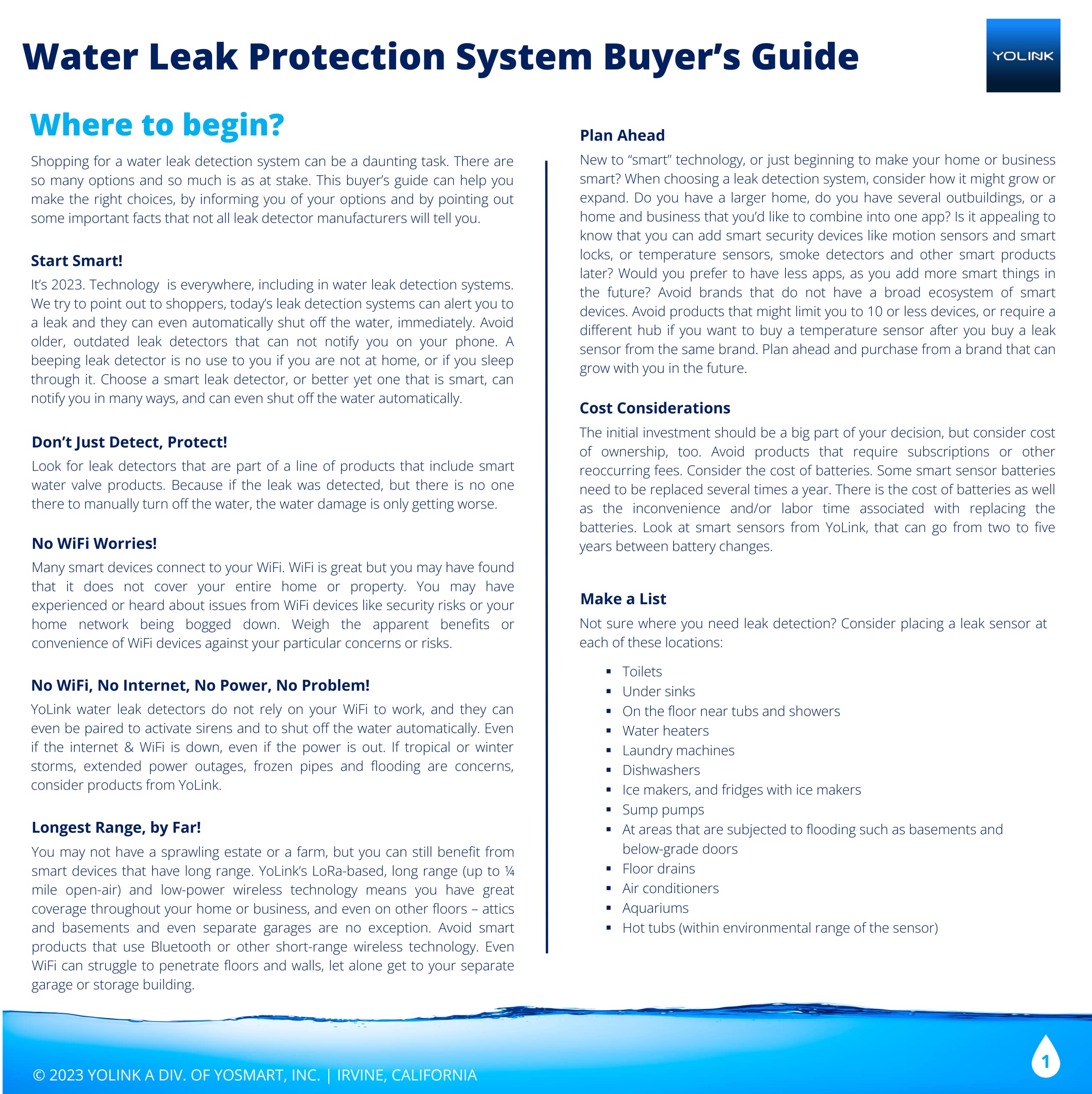 YoLink Water Leak Detection Starter Kit, w/SpeakerHub Audio/Talking Hub & Water Leak Sensors, LoRa Up to 1/4 Mile Open-Air Range, SMS/Text, Email & Push Notifications, w/Alexa, IFTTT, Home Assistant