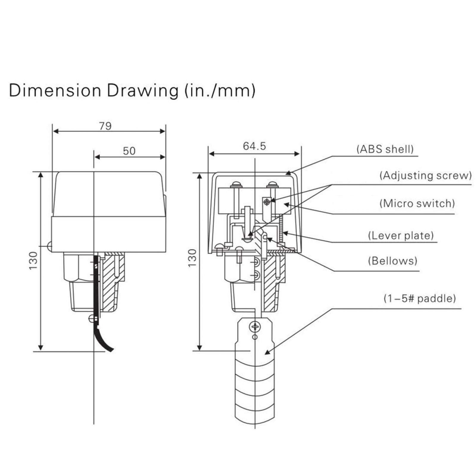 Flow Switch, 6-380V Water Flow Controller, Paddle Target Practical for Central Air Conditioning 1.0Mpa Water Cooling Units Fire Protection Systems