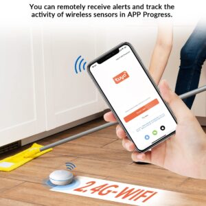 Ecoey Water Leak Detector (2.4G) , Water Sensor Alarm, Smart WiFi, Low Battery Warning, APP Alerts, Continuous Monitoring for Basement, Home,Battery Operated, 1 Pack