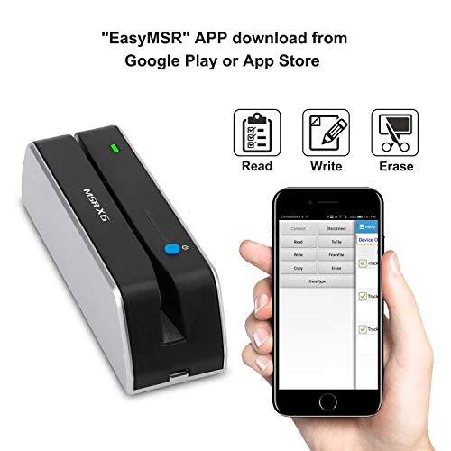 MSR X6 Bluetooth VIP Card Swiper Reader Writer Encoder Hico 3 Tracks USB and Bluetooth