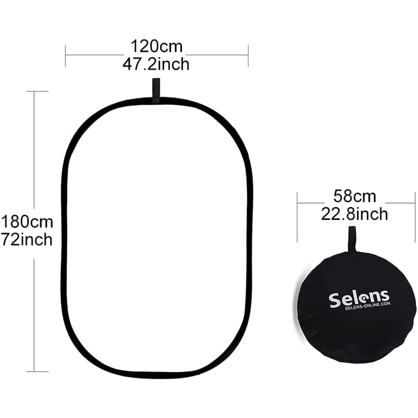 Selens Oval Light Reflector Diffuser, 47x70.8inch/120x180cm Collapsible Soft Light Diffusion with Portable Carrying Bag for Photo Studio & Outdoor Lighting