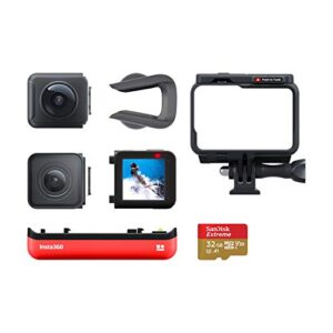 Insta360 ONE R Twin Edition Memory Card Bundle – 4K Action Camera & 5.7K 360 Camera with Interchangeable Lenses, Stabilization, IPX8 Waterproof, Touch Screen, AI Editing