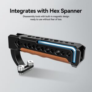 Takerers Top Handle Grip with 3/8" ARRI Locating Pins for Camera Cage Built-in Hex Spanner for DSLR Camera Wooden Grip Compatible with SmallRig Handles Camera Cages Video Rigs