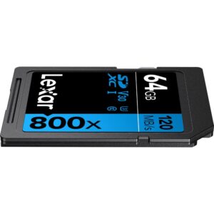 Lexar 64GB High-Performance 800x UHS-I SDXC Memory Card BLUE Series - (3-Pack)