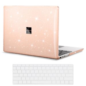 mpmpssss case for 12.4 inch microsoft surface laptop go 2/1 2020-2022 releases (models: 2013 & 1943)，protective snap on hard shell cover，keyboard cover，pink