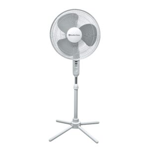 comfort zone electric oscillating pedestal fan, stand fan, 16 inch, 3 speed, 90 degree oscillating head, adjustable height and tilt, airflow 7.48 ft/sec, ideal for home, bedroom & office, czst161bte