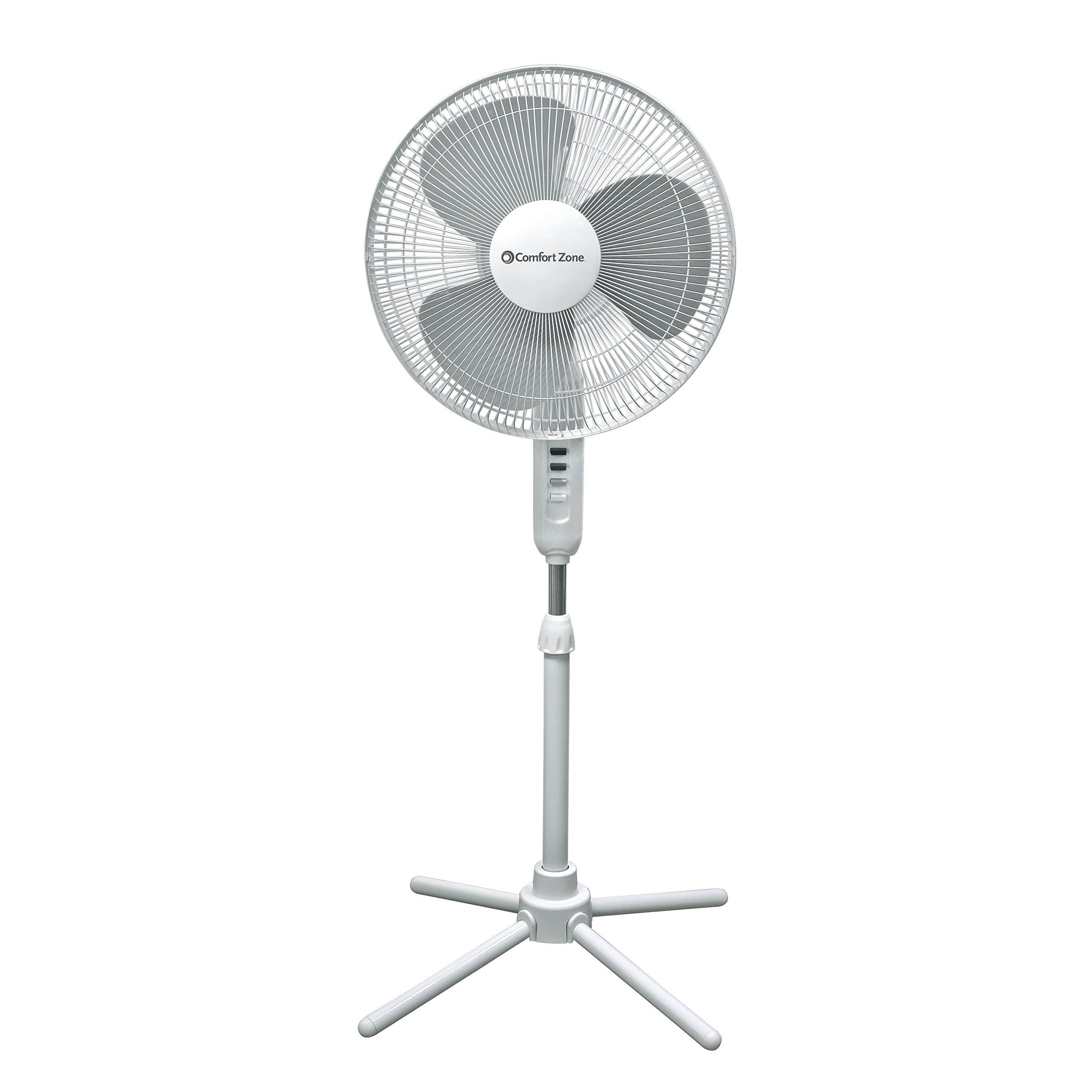 Comfort Zone Electric Oscillating Pedestal Fan, Stand Fan, 16 inch, 3 Speed, 90 Degree Oscillating Head, Adjustable Height and Tilt, Airflow 7.48 ft/sec, Ideal for Home, Bedroom & Office, CZST161BTE