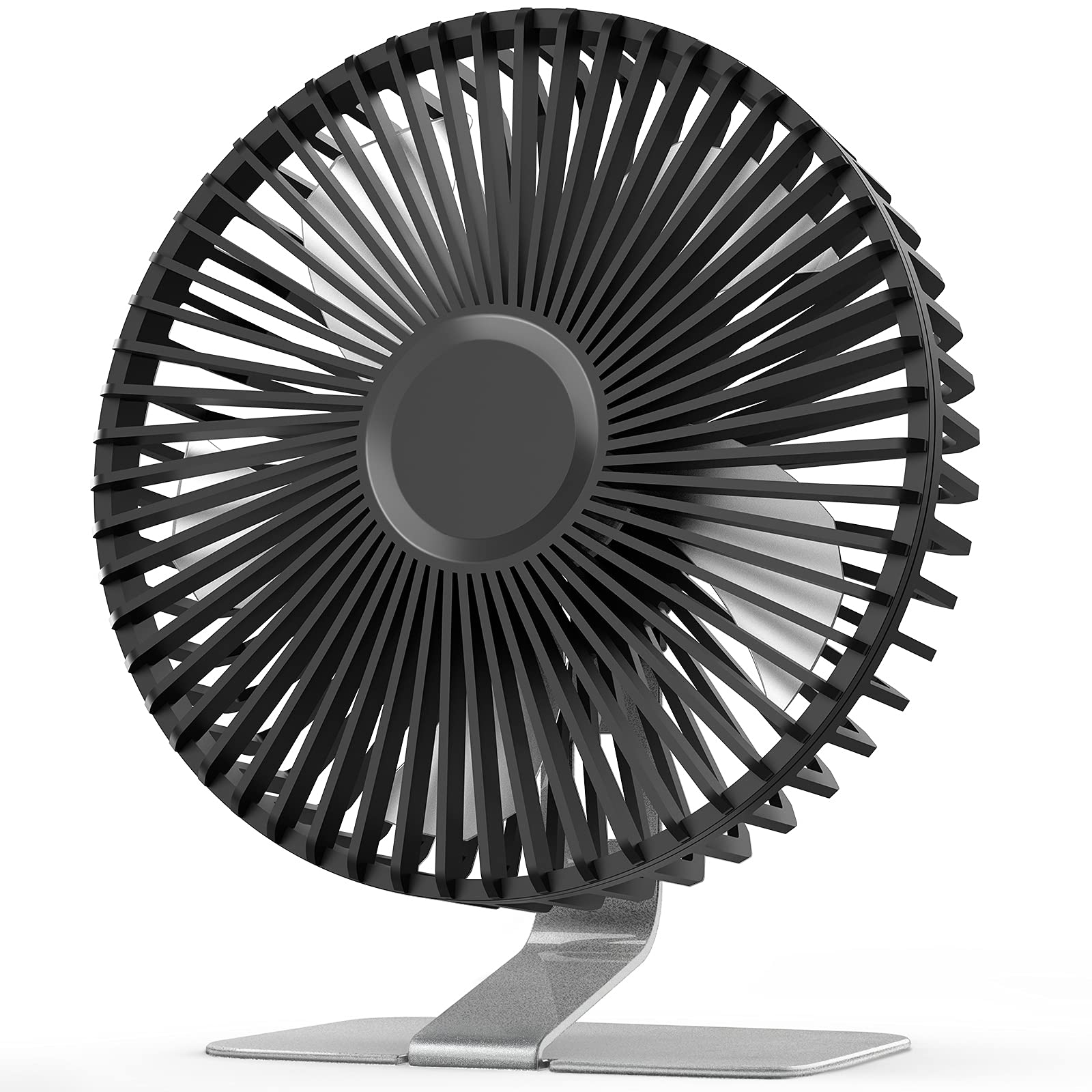 SLENPET 6 inch USB Desk Fan, Adjustable Tilt, 4 Speeds, Ultra-quiet, 90Rotation, Portable, Metal Base, Silver