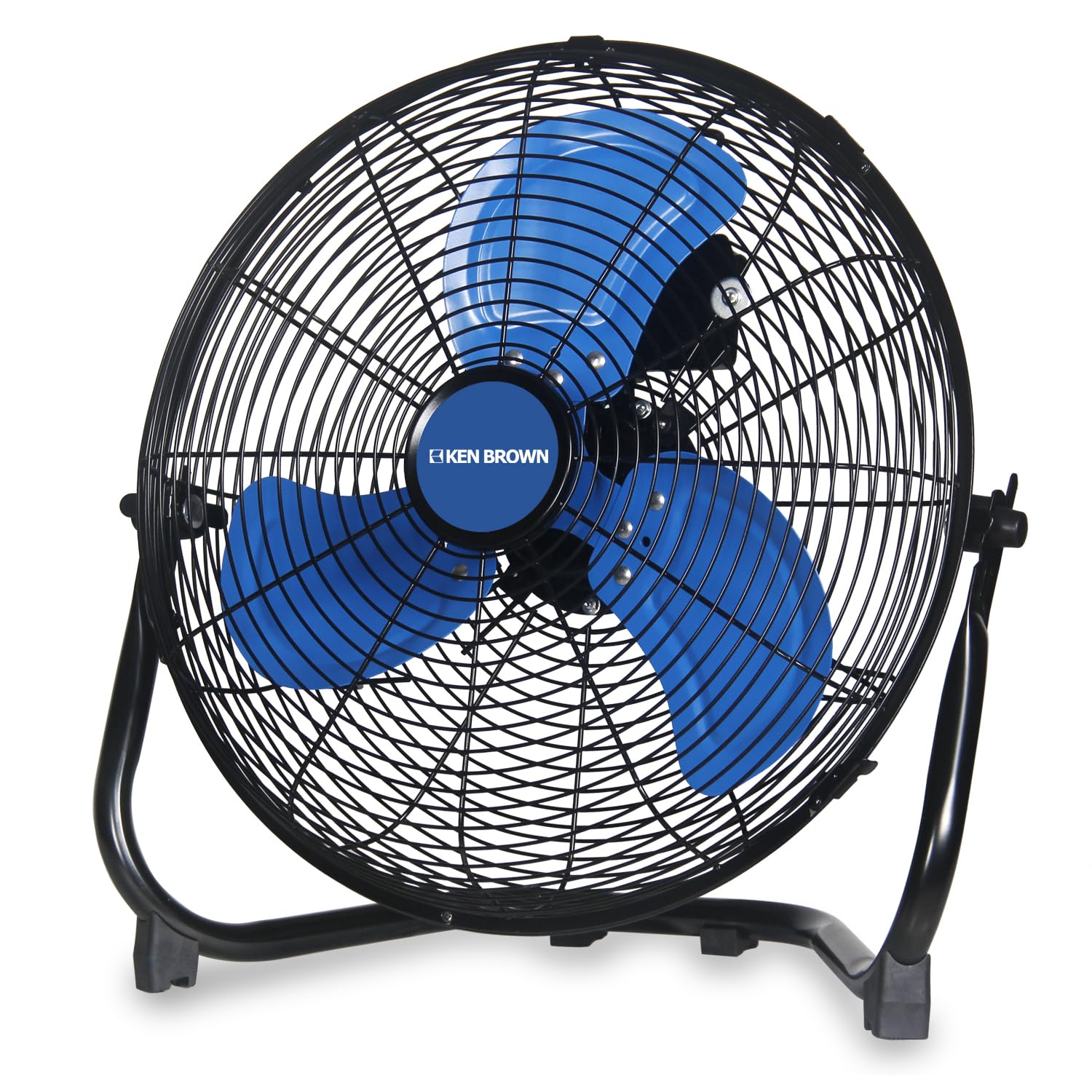 KEN BROWN 14 Inch High Velocity Floor Fan 3-Speed 360° Adjustable Tilting Powerful Airflow for Home,Residential Use, Blue