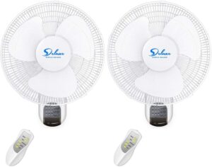 simple deluxe 16 inch wall mount fan with remote control, 3 oscillating modes, 3 speed, timer