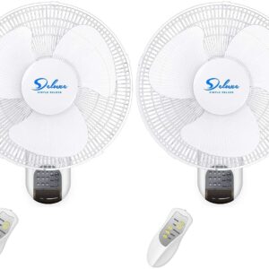 Simple Deluxe 16 Inch Wall Mount Fan with Remote Control, 3 Oscillating Modes, 3 Speed, Timer