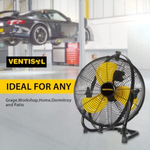 VENTISOL 14 Inch High Velocity Orbital Floor Fan or Wall Mounted Fan with 720° Adjustable Tilting, 1,560 CFM, 3-Speed Oscillating Fan for Commercial, Residential Gym, Garage, Workshop,Home Use