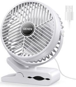 gehen 6 inches personal fan, bedroom clip on fan ultra quiet small table fan, office desk fan, 3 speeds cooling clip on fan with strong airflow, college dorm mini fan