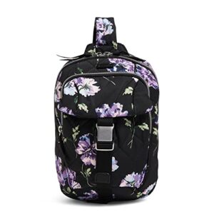 vera bradley women's performance twill utility sling backpack, floating plum pansies, one size