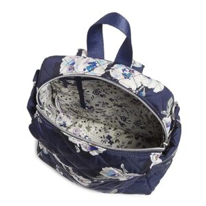 Vera Bradley women's Performance Twill Convertible Small Backpack Bookbag, Blooms and Branches Navy, One Size