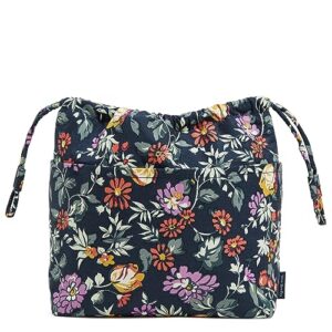 vera bradley women's cotton pocket toiletry bag, fresh-cut floral green, one size