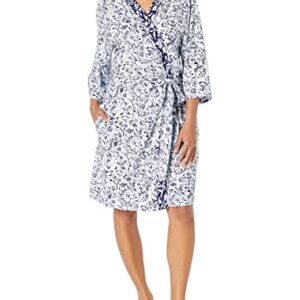 Vera Bradley Women's Cozy Knit Robe (Extended Size Range), Perennials Misty Surf, Small - Medium