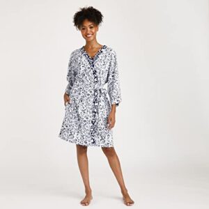 Vera Bradley Women's Cozy Knit Robe (Extended Size Range), Perennials Misty Surf, Small - Medium