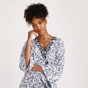 Vera Bradley Women's Cozy Knit Robe (Extended Size Range), Perennials Misty Surf, Small - Medium