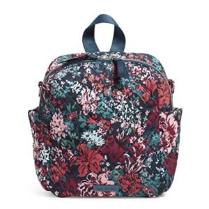 vera bradley women's performance twill convertible small backpack, cabbage rose cabernet, one size