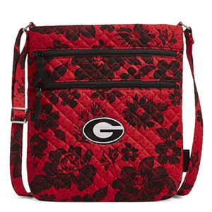 vera bradley women's cotton collegiate triple zip hipster crossbody purse (multiple teams available), university of georgia red/black rain garden - recycled cotton, one size