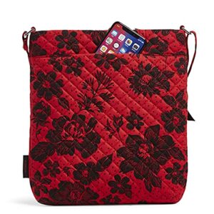 Vera Bradley Women's Cotton Collegiate Triple Zip Hipster Crossbody Purse (Multiple Teams Available), University of Georgia Red/Black Rain Garden - Recycled Cotton, One Size