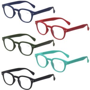 kerecsen 5 pack reading glasses for women men,spring hinges,readers for kids,colorful ladies readers (5 pack mix color, 3.50)