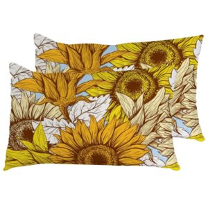 vantaso pillow case sunflowers yellow floral flowers summer spring 2 pack pillow cover protector pillow sham standard size 20x26 inches long pillowcase zippered