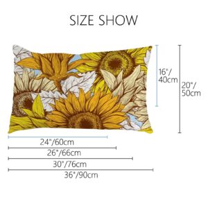 Vantaso Pillow Case Sunflowers Yellow Floral Flowers Summer Spring 2 Pack Pillow Cover Protector Pillow Sham Standard Size 20x26 inches Long Pillowcase Zippered