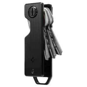 spigen life metal fit key chain key holder metallic key organizer minimalist compact keyholder with key ring - black