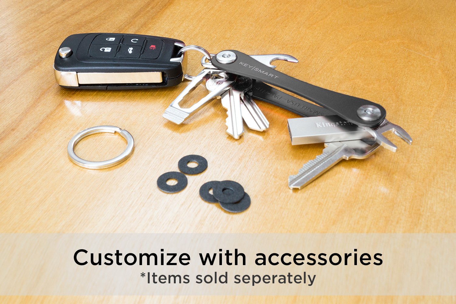 KeySmart Classic - Compact Key Holder and Keychain Organizer (up to 14 Keys) (Black)