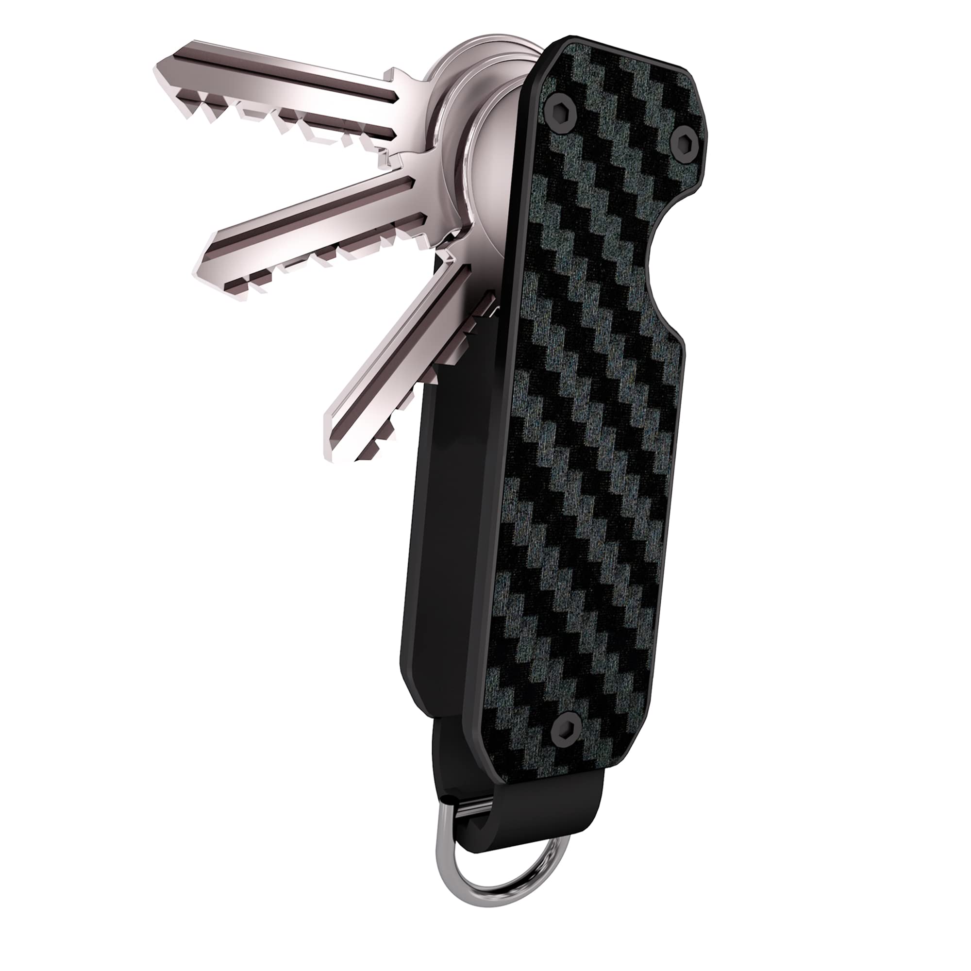 CAXGEK Metallic Key Organizer - Aluminum Carbon Fiber Key Organizer holder, Minimalist Innovative Keychain