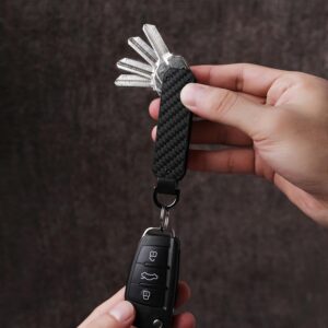 CAXGEK Metallic Key Organizer - Aluminum Carbon Fiber Key Organizer holder, Minimalist Innovative Keychain