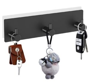 peoiaoy key holder for wall, self adhesive key hanger with 3 hooks stainless steel key hooks for wall, wall hooks decorative, key hanger for wall, no punch key rack for kitchen, bathroom, office