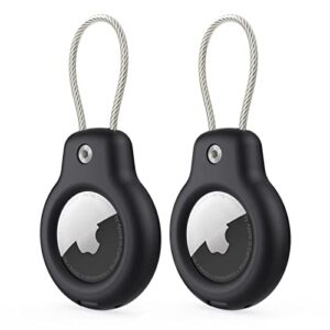 2 pack airtag holders with keychain - secure air tag cases and key rings for keys, luggage and more