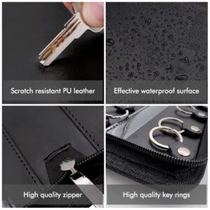 Portable Zippered Key Case,Leather Key Organizer with 24 Hooks Key Storage,Portable Manager and Landlord Key Holder,Zipper Keys Organizers for Estate Agent,Hotel Executives,Car Service Key Box