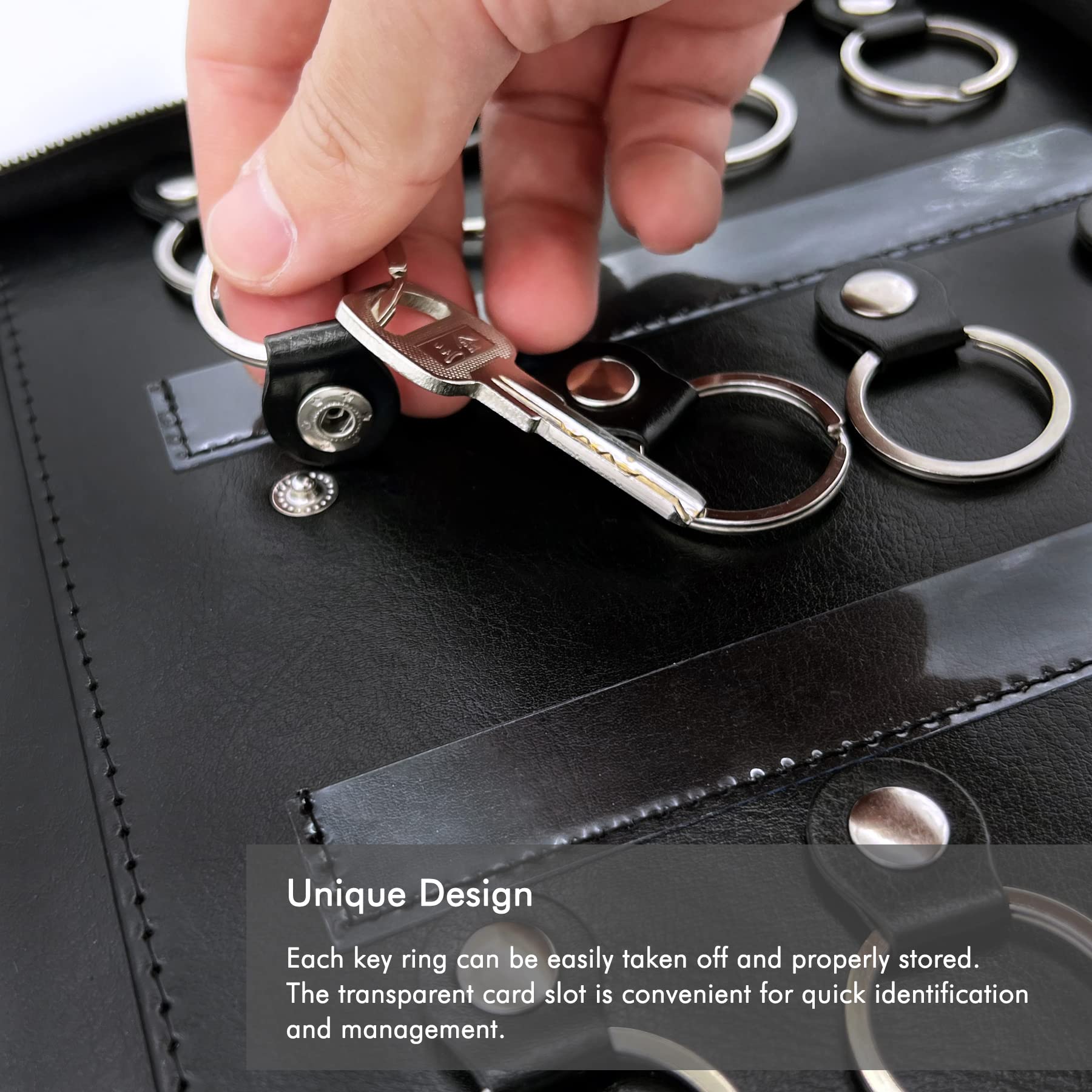 Portable Zippered Key Case,Leather Key Organizer with 24 Hooks Key Storage,Portable Manager and Landlord Key Holder,Zipper Keys Organizers for Estate Agent,Hotel Executives,Car Service Key Box